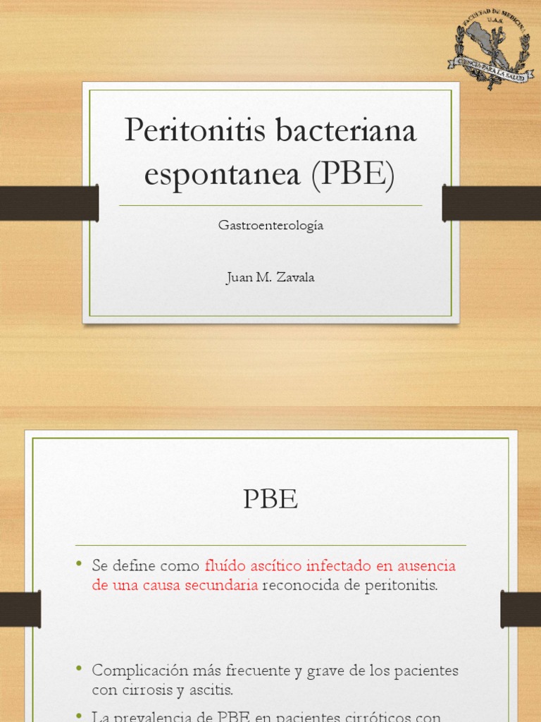 Peritonitis bacteriana espontanea (PBE): Gastroenterología