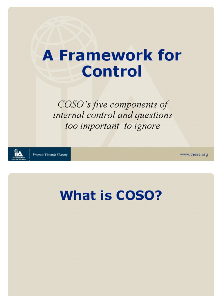 A Framework For Control: COSO's Five Components of Internal Control and ...