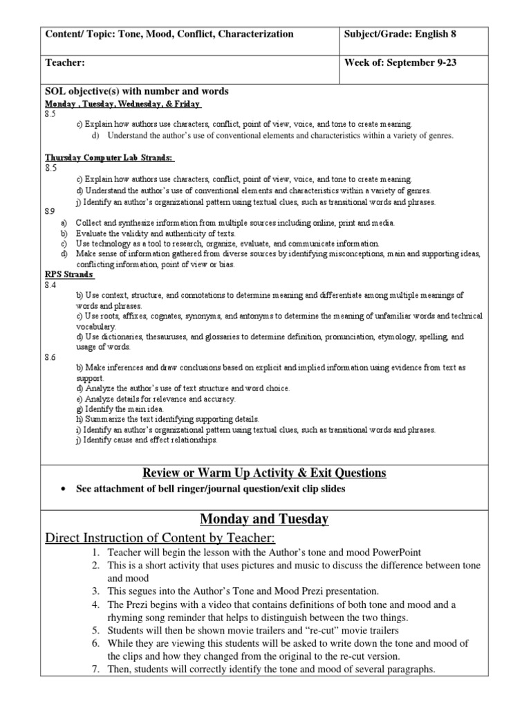 Lesson Plan Week 7 | PDF | Educational Assessment | Reading Comprehension