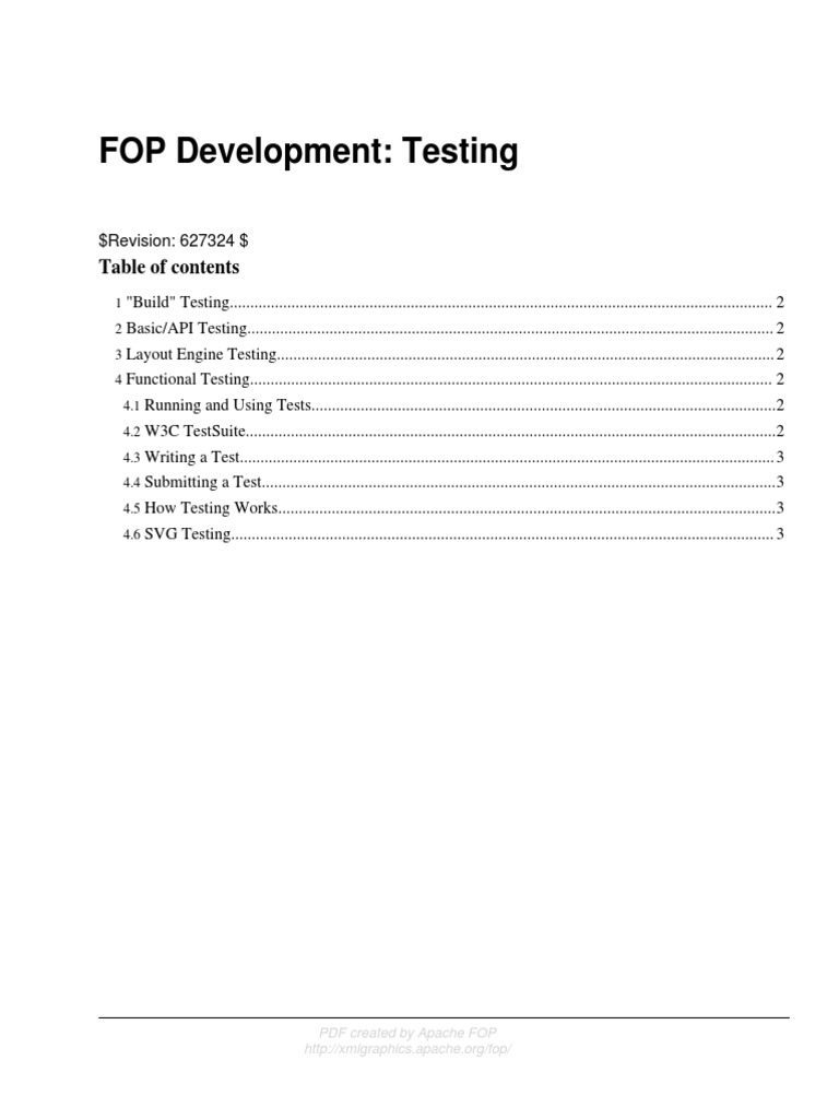 FOP Development: Testing: $revision: 627324 $ | PDF | Xml | Portable ...