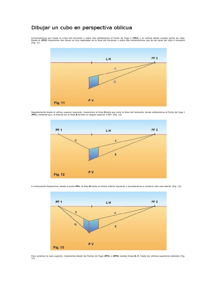 Dibujar Un Cubo en Perspectiva Oblicua | Perspectiva (Gráfica) | Horizonte
