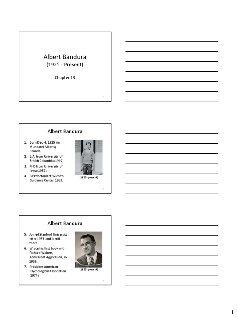 Albert Bandura: (1925 - Present) | PDF | Reinforcement | Self Efficacy