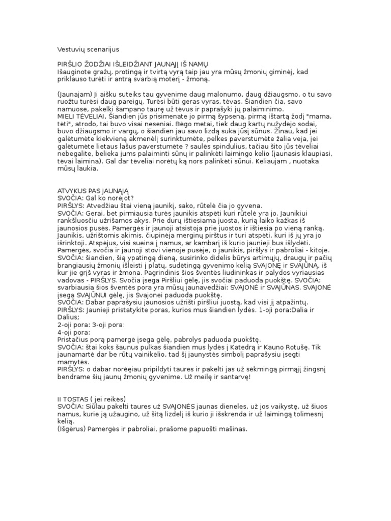 Vestuviu Scenarijus | PDF