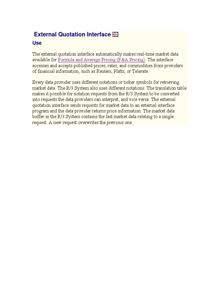 External Quotation Interface | PDF | Interface (Computing) | Computer Program