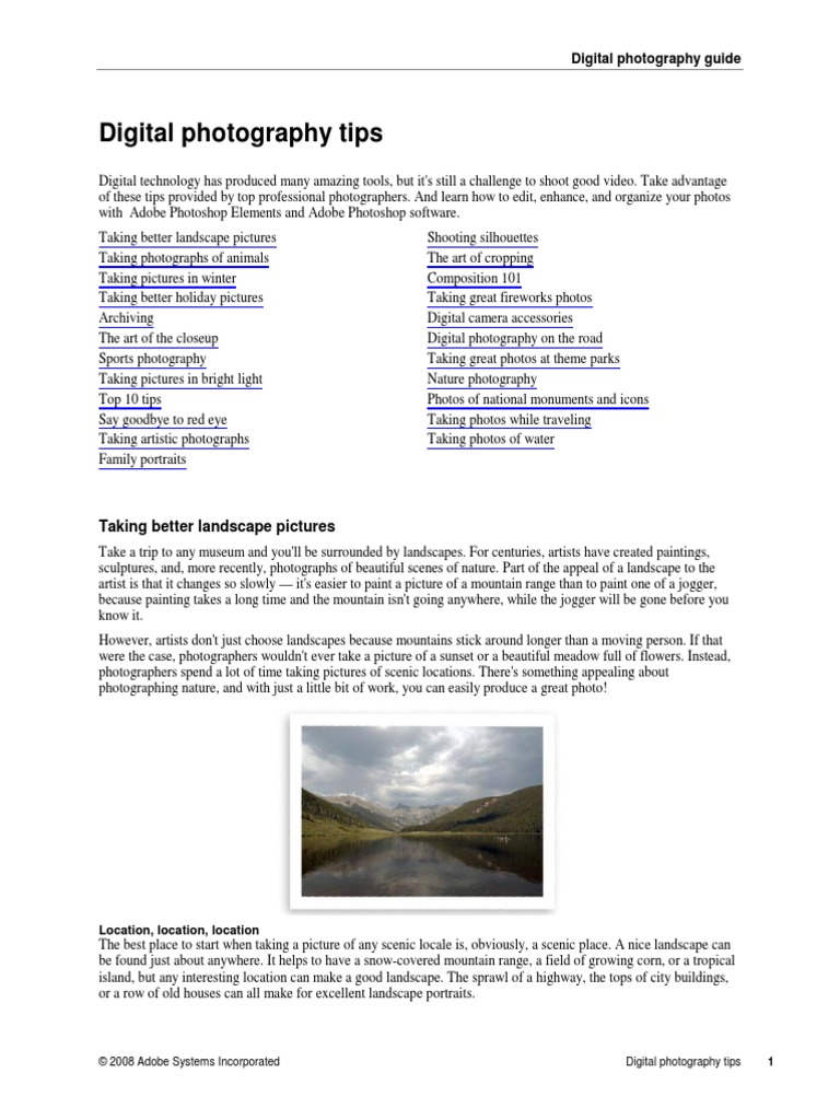 Digital Photo Tips | PDF | Self-Improvement | Technology & Engineering