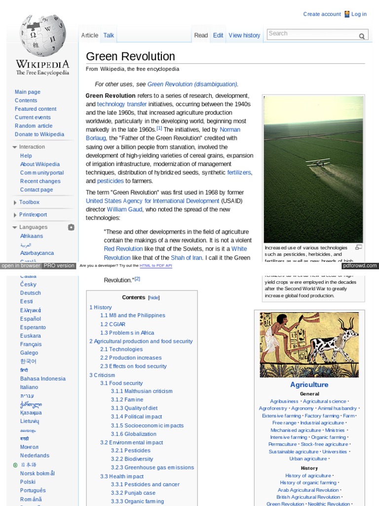 Increased Global Food Production Through Agricultural Advancements: A ...