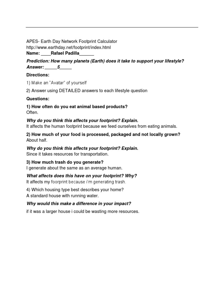 Apes - Ecological Footprint Calculator | PDF | Environmental Technology ...