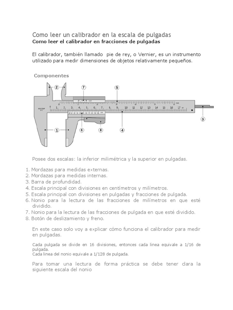 Como Leer Un Calibrador en La Escala de Pulgadas | PDF