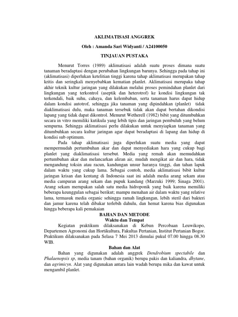 Aklimatisasi Anggrek | PDF