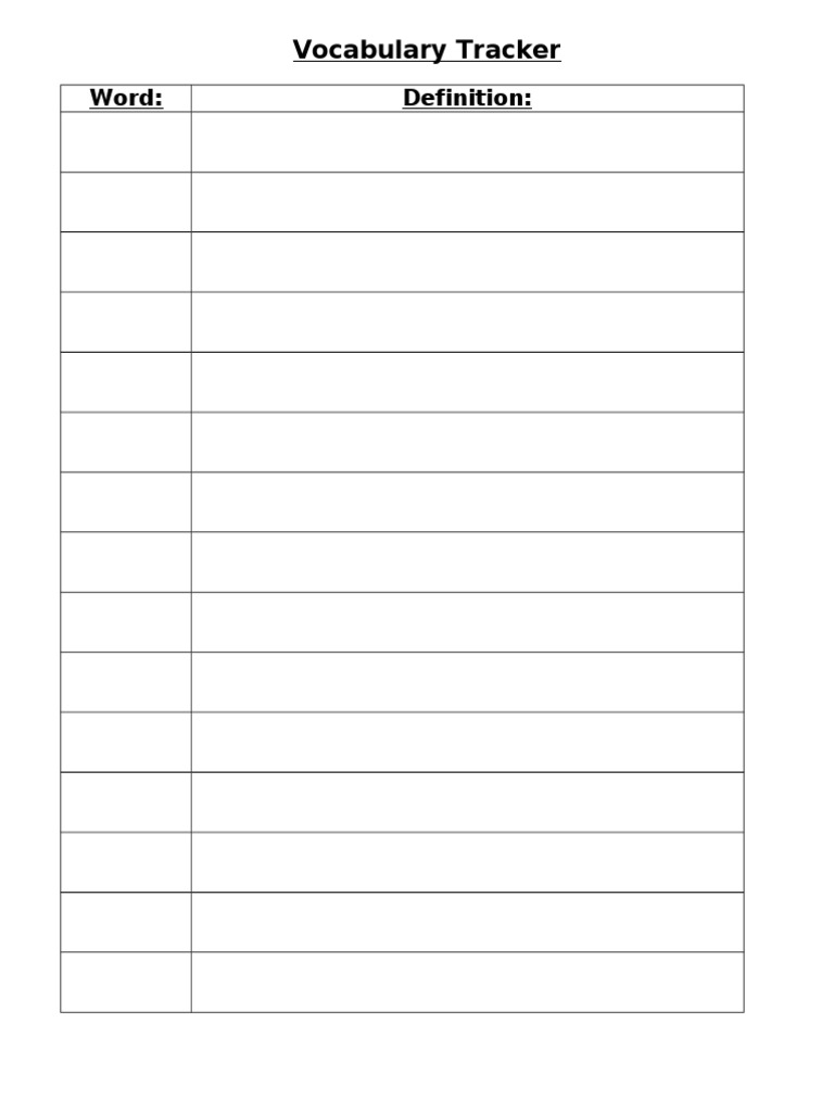 Vocab Tracker | PDF | Foreign Language Studies