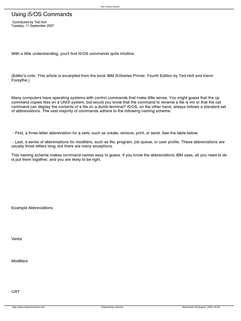 Using I5 OS Commands | PDF | Parameter (Computer Programming) | Menu (Computing)