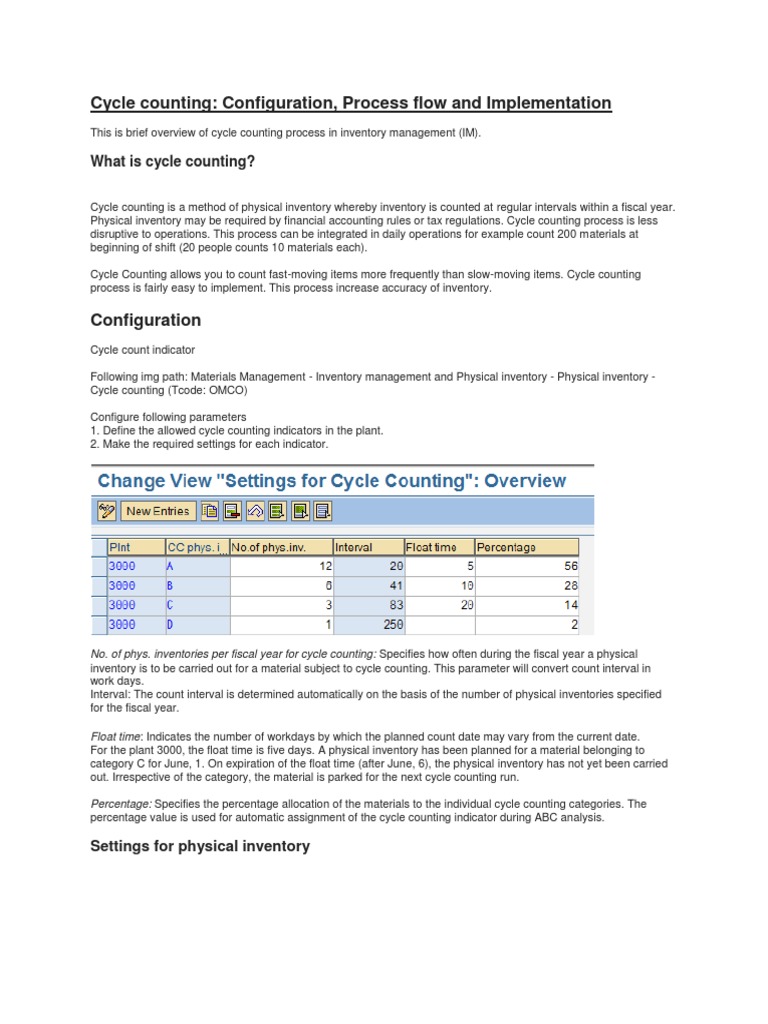 Cycle Counting Configurations and Flow | PDF | Inventory | Business Process