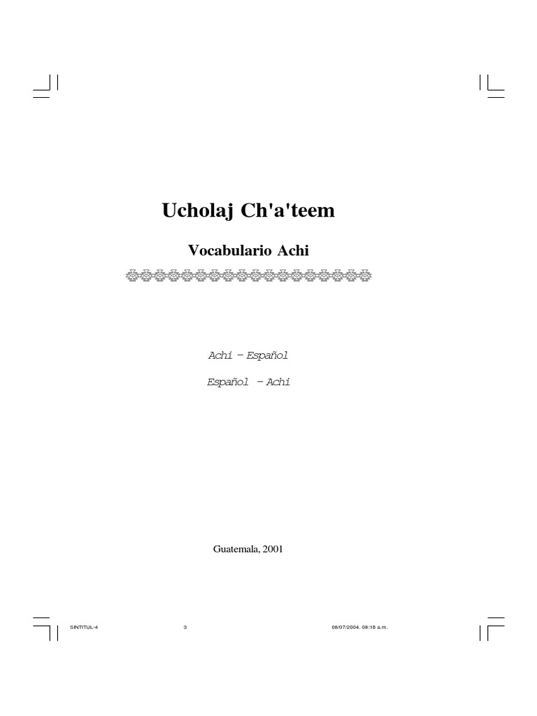 Vocabulario Achi | PDF | Multilingüismo | Lingüística