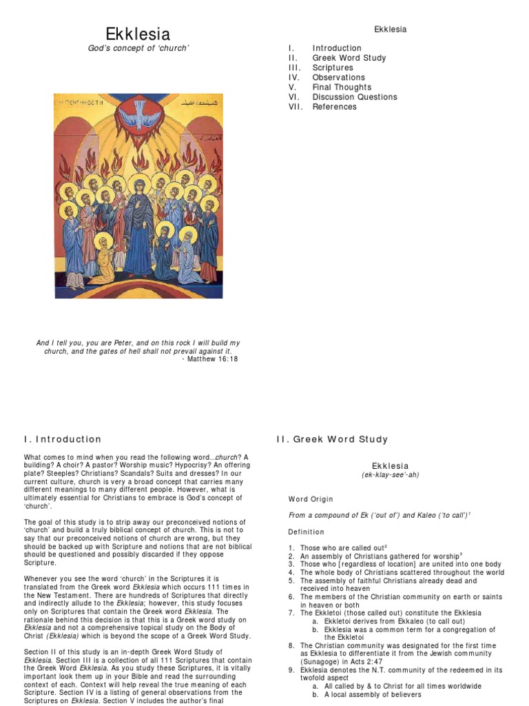 Ekklesia | Acts Of The Apostles | First Epistle To The Corinthians