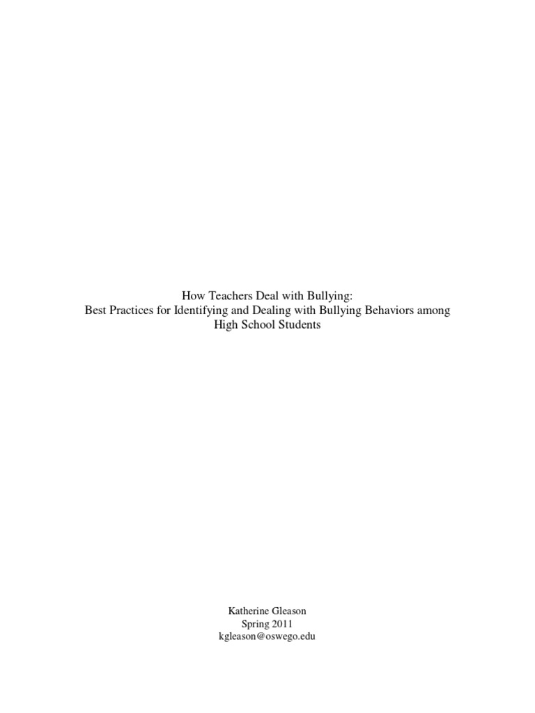 How Teachers Deal With Bullying - Katherine Gleason PDF | PDF ...