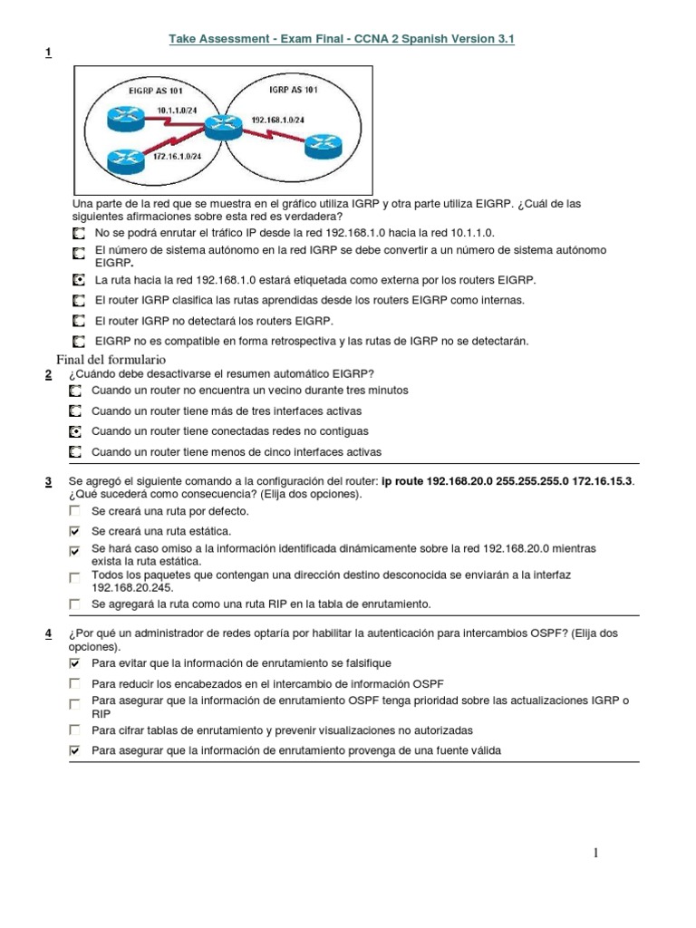 Ccna3 Examen Final 31 Pdf Enrutador Computación Conmutador De Red