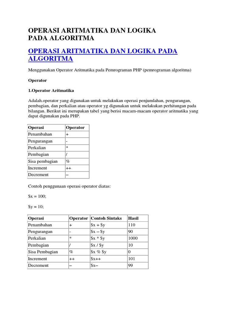 Operasi Aritmatika Dan Logika | PDF