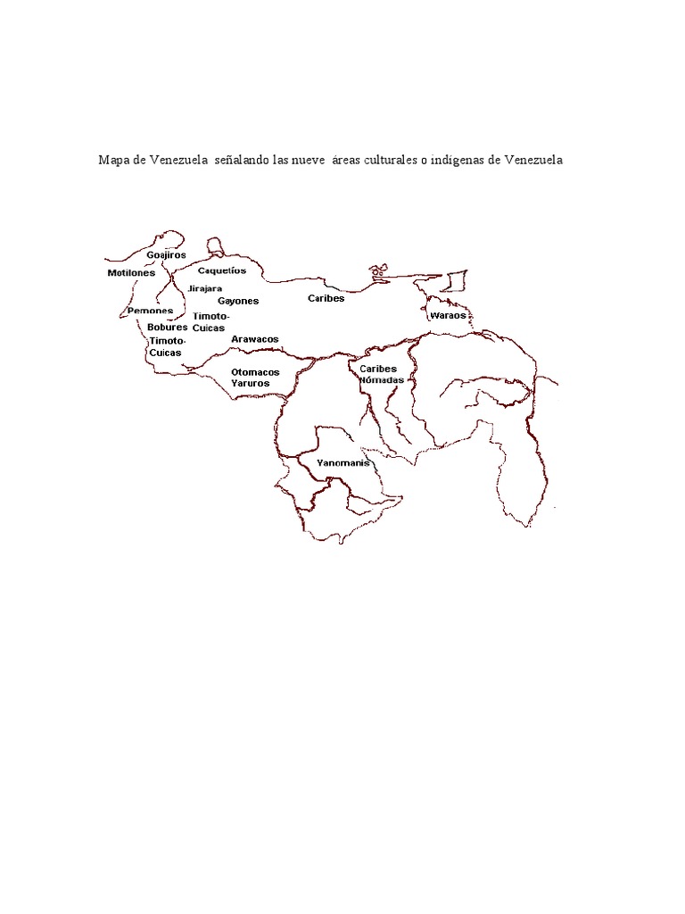 Mapa de Venezuela Señalando Las Nueve Áreas Culturales o Indígenas de ...