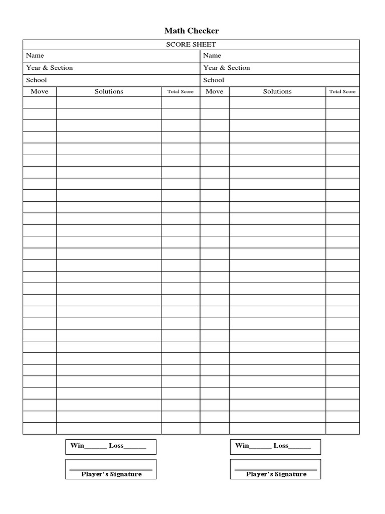 Math Scoresheet Template | PDF | Teaching Methods & Materials
