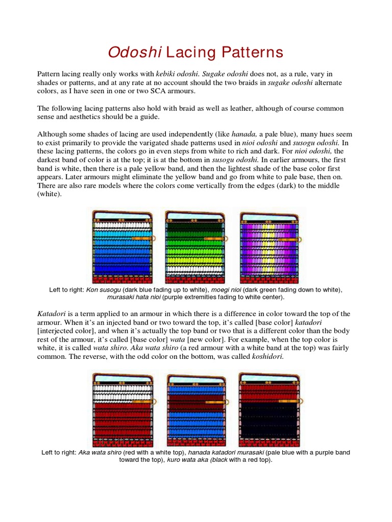 Odoshi Lacing Patterns | PDF | Color | Nature