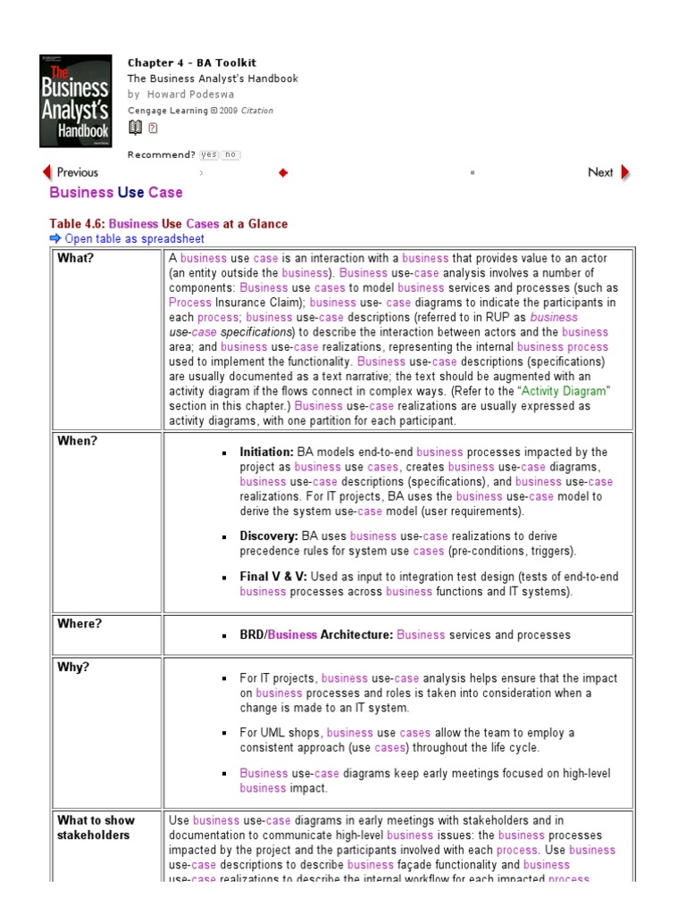 1 - The Business Analyst's Handbook - Business Case | Use Case ...