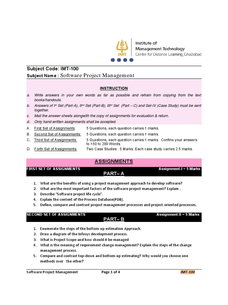 Imt 100 | PDF | College | Project Management