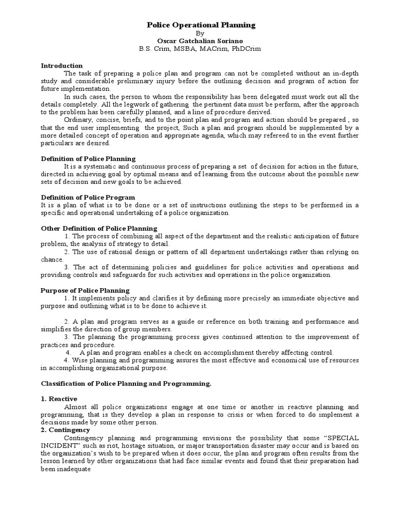 Police Operational Planning Overview | PDF | Search And Seizure ...