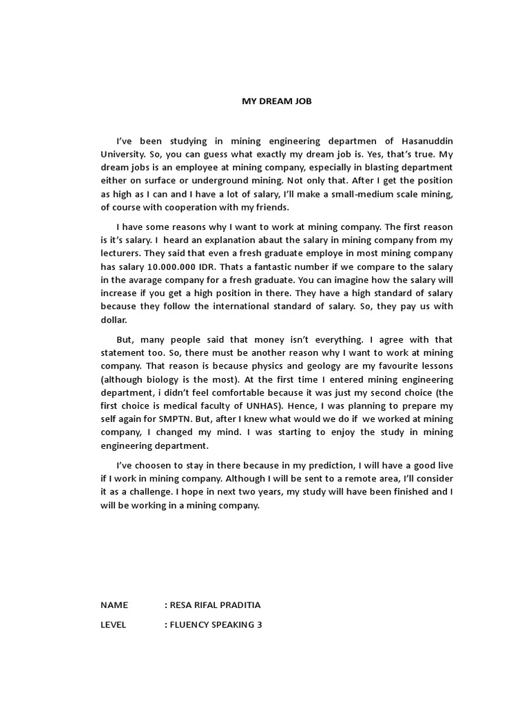 My Dream Job | PDF