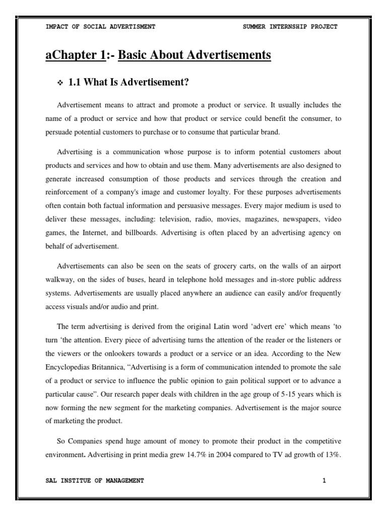 Impact of Social Advertisement On Indian Society | PDF | Television ...