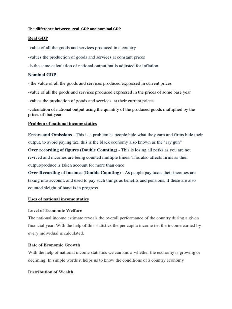 The Difference Between Real GDP and Nominal GDP | Download Free PDF ...