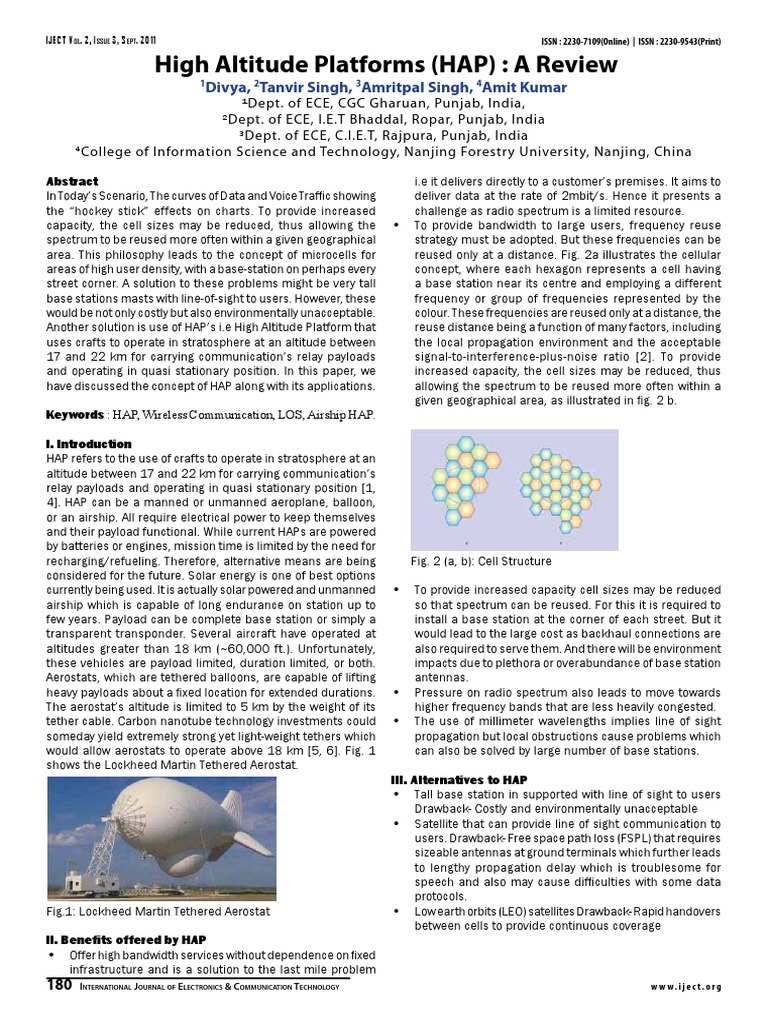 High Altitude Platforms (Hap) A Review | PDF | Cellular Network | Radio Propagation