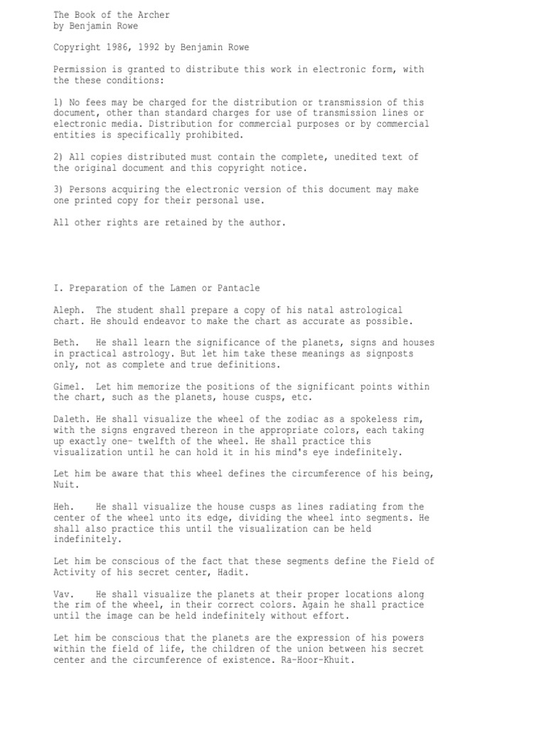 Benjamin Rowe - The Book of The Archer | PDF