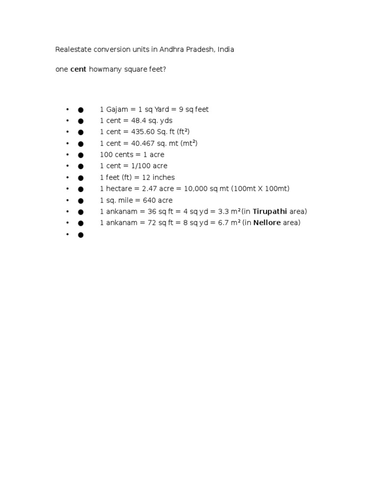 Land Measurement Units in Andhra Pradesh | PDF | Scientific Observation ...