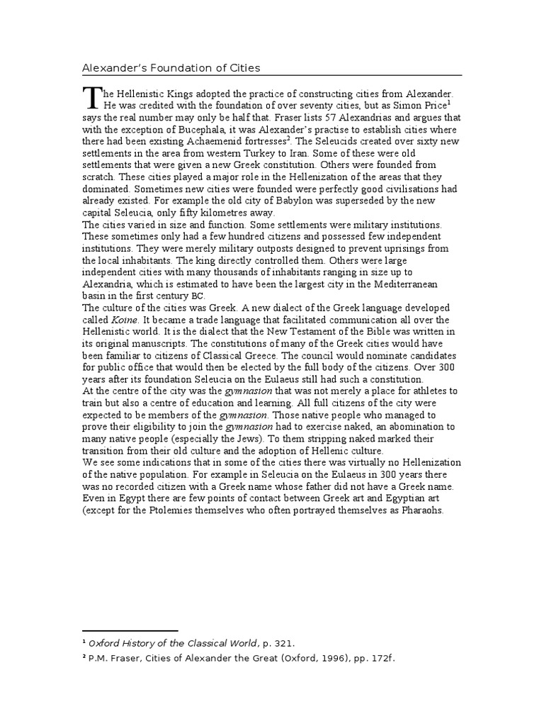 Alexander's Foundation of Cities | PDF | Alexander The Great ...