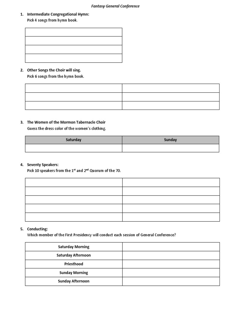 Fantasy General Conference Guide | PDF