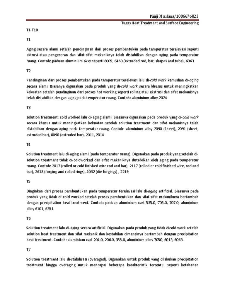 T1-T10 Al Heat Treatment | PDF