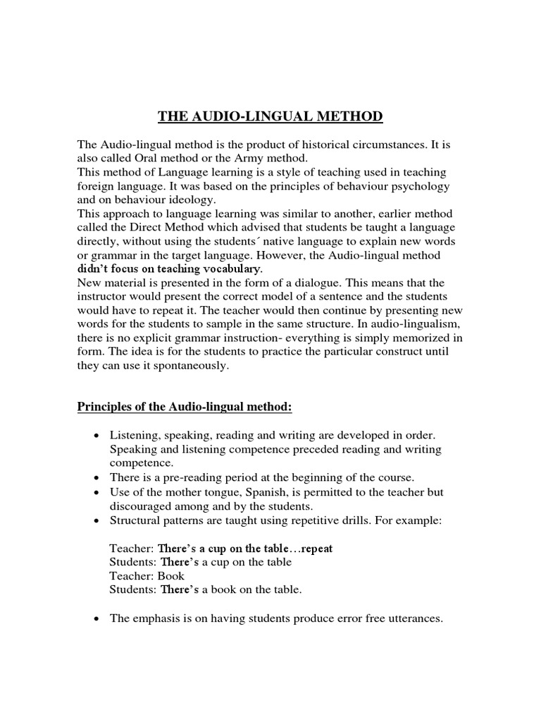The Audiolingual Method | PDF | Cognitive Science | Cognition