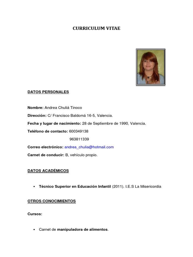 Curriculum Vitae Andrea | PDF