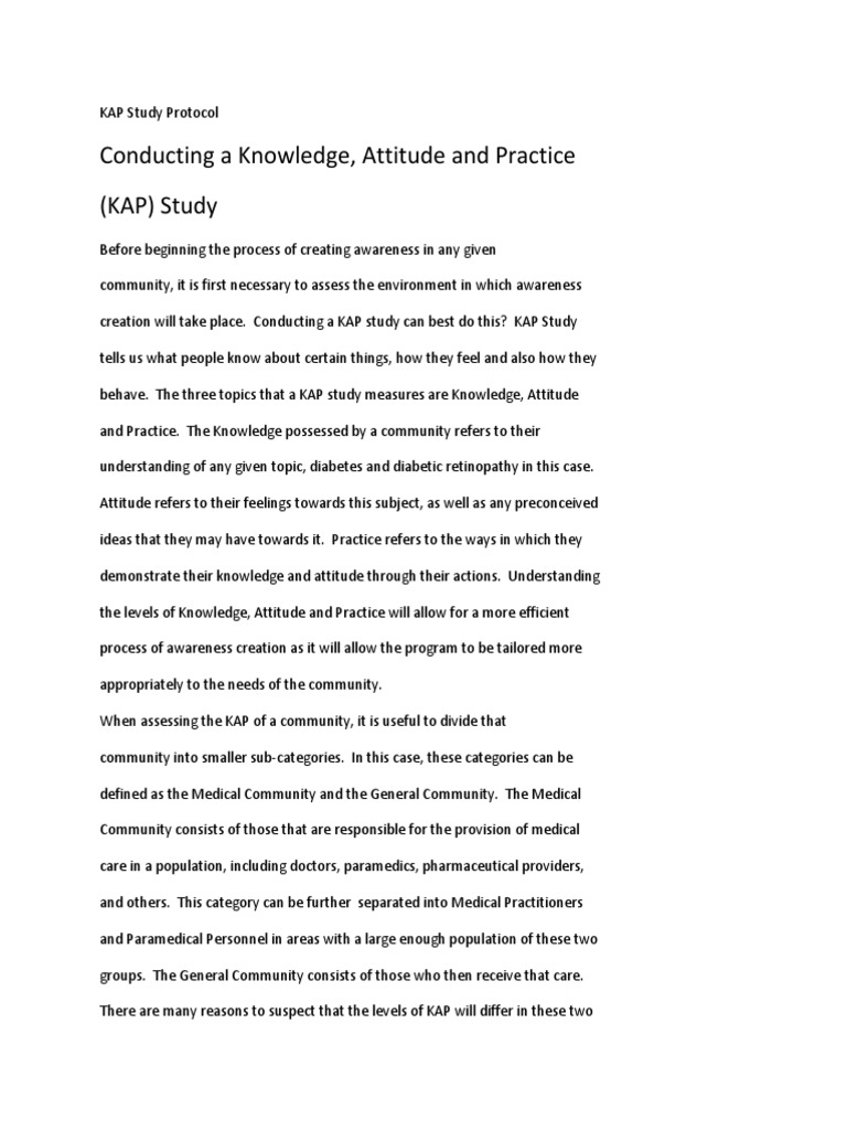 KAP Study Protocol | PDF | Survey Methodology | Diabetes Mellitus