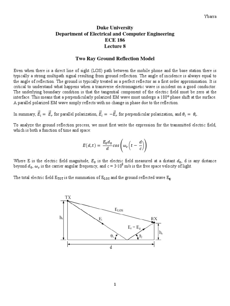 Two Ray Ground Reflection Model Explained | PDF