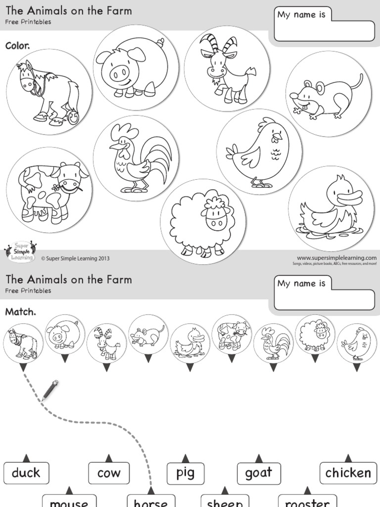 The Animals On The Farm Prepositions Worksheets | PDF