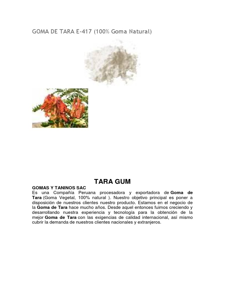 Goma de Tara: Propiedades y Usos | PDF | Alimentos | Papel