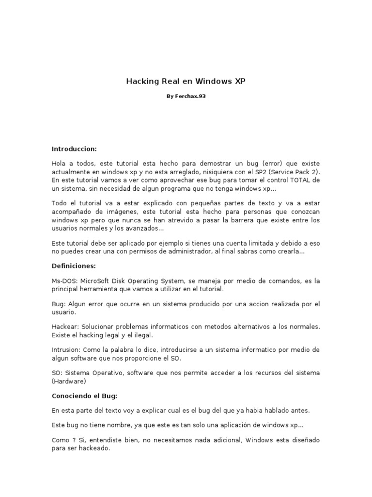 Hacking Real en Windows XP | PDF | Windows XP | Microsoft Windows