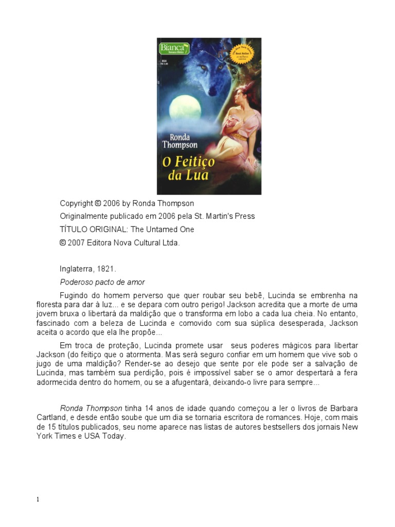 Bianca - 854 - Ronda Thompson - O Feitico Da Lua Livro Um Serie Irmãos ...