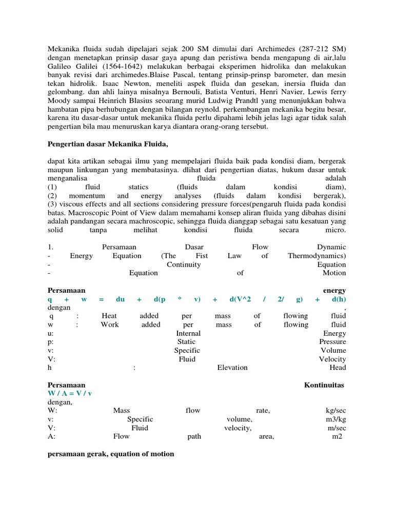 Mekanika Fluida | PDF | Sains & Matematika | Sejarah