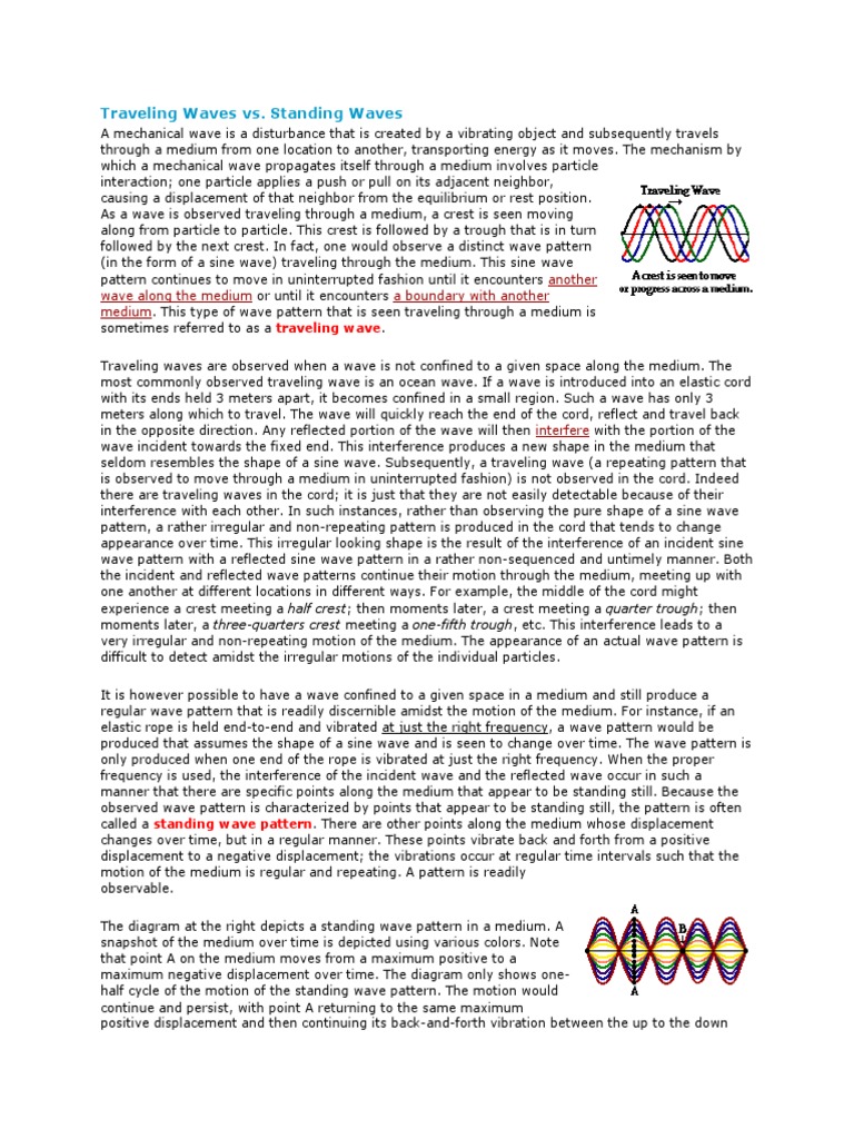 Traveling Waves Vs Standing Wave | PDF | Waves | Interference (Wave ...