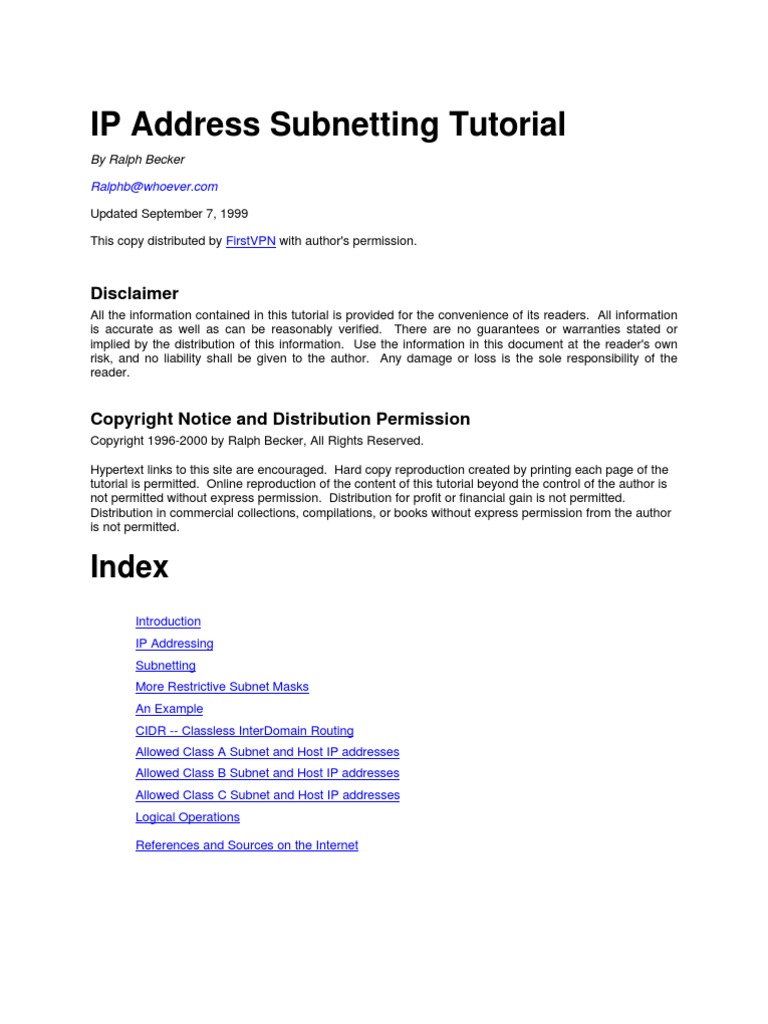IP Address Subnetting Tutorial | PDF | Technology & Engineering