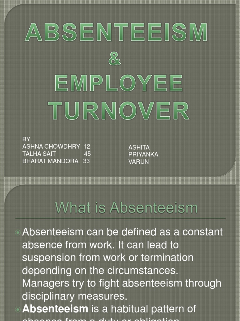 Absenteeism | PDF | Turnover (Employment) | Employment