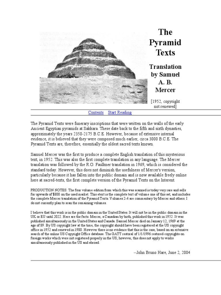 The Pyramid Texts | PDF | Osiris | Egyptian Pyramids