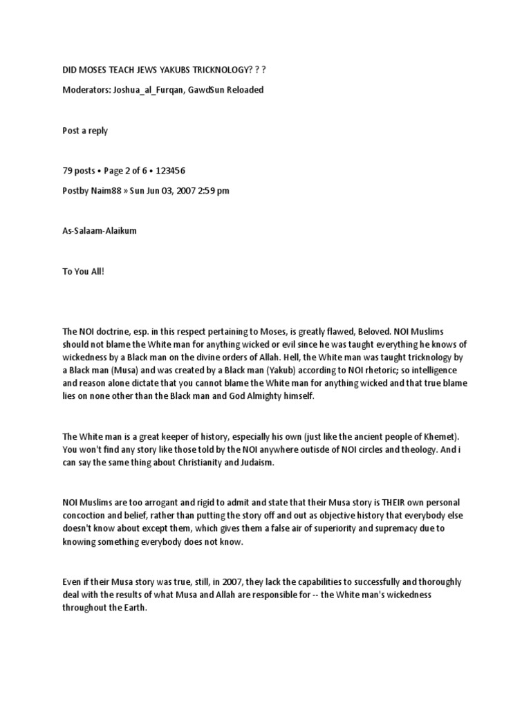 Did Moses Teach Jews Yakubs Tricknology | PDF | Moses In Islam ...